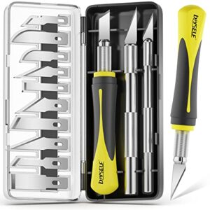 diyself 16-piece craft knife set, exacto knife set, 3-piece hobby knife with 10-piece exacto knife blades, precision art knife for pumpkin carving, modeling, exactly knife