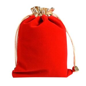 KIPETTO 25Pcs Soft Velvet Pouches with Drawstrings for Jewelry Wedding Candy Bags, 4.7"x6.3", Red