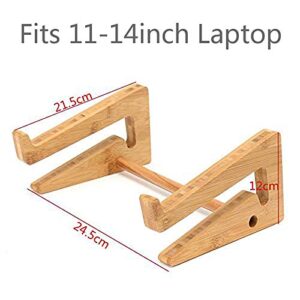 MTWhirldy Laptop Stands, Universal Desktop Stand for Notebook Computer 11-14inch Compatible with Apple MacBook Air Mac Pro and iPad Pro, HP, DELL, Acer, Toshiba, Surface, Lenovo etc. Simple Bamboo