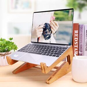 MTWhirldy Laptop Stands, Universal Desktop Stand for Notebook Computer 11-14inch Compatible with Apple MacBook Air Mac Pro and iPad Pro, HP, DELL, Acer, Toshiba, Surface, Lenovo etc. Simple Bamboo