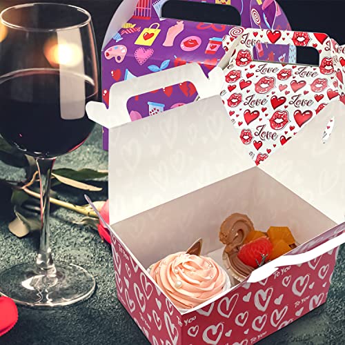 Aviski 12Pcs Valentine's Day Treat Boxes Small Goodie Present Boxes Recycled Party Favor Boxes Heart Printed Cardboard Box for Candy, Cookies and Party Favors, 6 Patterns