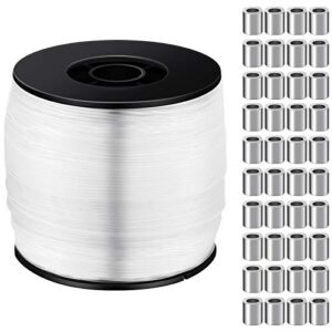 strong clear invisible hanging wire fishing wire 0.8 mm up to 100 lbs 656 feet fishing line with 100 pieces aluminum crimping loop sleeves clear string hanging kit for picture frame hanging decoration