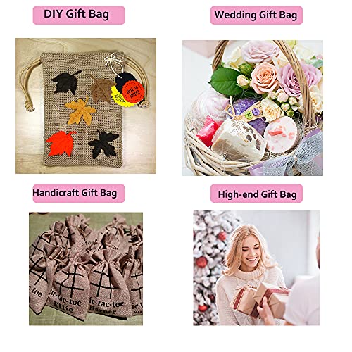 LANXINGYAN 50Pcs 5x7 Burlap Gift Bags with Drawstring Linen Sacks Bag for Wedding Favors Party DIY Craft (5x7 Inch, coffee)