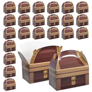 blue panda 24 pack treasure chest gable party treat favor boxes for kids pirate birthday decorations (6.25 x 3.6 x 3.5 in)