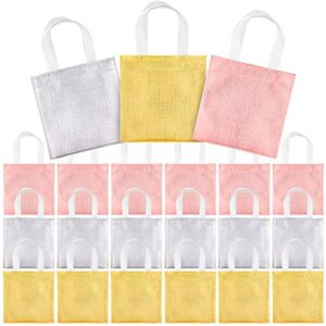 whaline 8”x8” non-woven small party bags, 24 pieces gift bags, reusable candy goodie bags, glossy tote bags, diy craft bags for holiday event, birthday(rose gold, golden, silver)