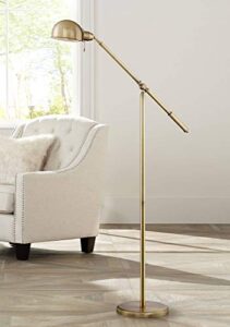 360 lighting dawson modern task pharmacy light floor lamp standing 55″ tall antique brass metal adjustable balance boom arm gold shade decor for living room reading house bedroom family home