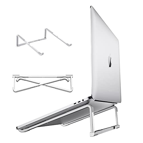 WixGear Laptop Stand for Desk Adjustable Foldable Lightweight Aluminum Laptop Holder Riser, Flat Folding for Storage/Travel