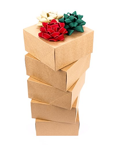 Hallmark 8" Gift Boxes (Pack of 5; Square Kraft) for Christmas, Holidays, Birthdays, Weddings, Crafts, Fathers Day, Care Packages and More