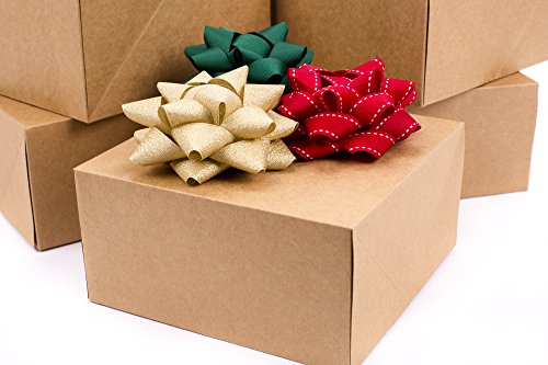 Hallmark 8" Gift Boxes (Pack of 5; Square Kraft) for Christmas, Holidays, Birthdays, Weddings, Crafts, Fathers Day, Care Packages and More