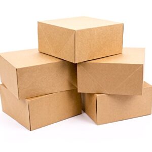 Hallmark 8" Gift Boxes (Pack of 5; Square Kraft) for Christmas, Holidays, Birthdays, Weddings, Crafts, Fathers Day, Care Packages and More