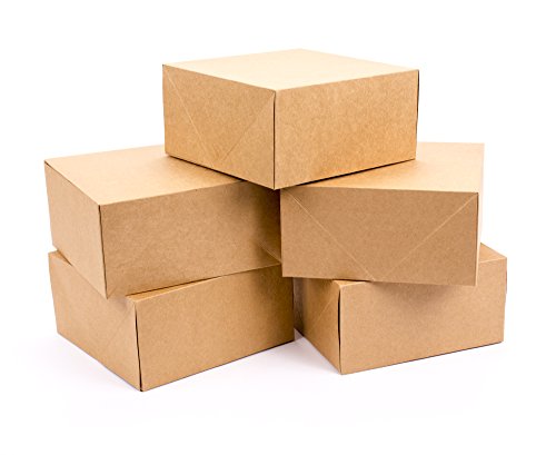 Hallmark 8" Gift Boxes (Pack of 5; Square Kraft) for Christmas, Holidays, Birthdays, Weddings, Crafts, Fathers Day, Care Packages and More