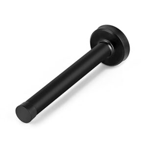 door stops, 6 inch long door stopper, wall mount, heavy duty solid black doorstop brushed stainless steel with soft rubber bumper tips