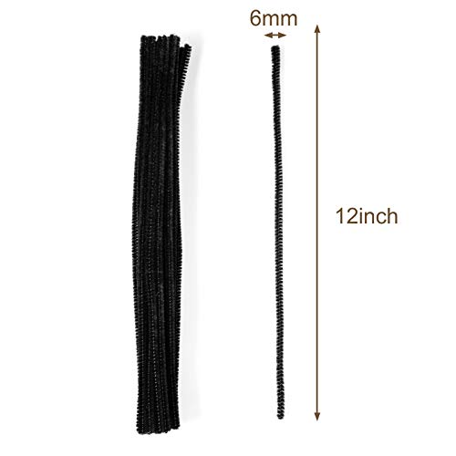 Caydo 200 Pieces Black Pipe Cleaners Craft Chenille Stems for DIY Art Creative Crafts and Decorations (12 Inch x 6 mm)