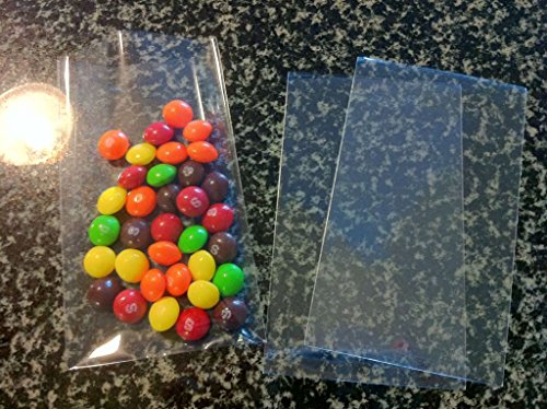 100 Pcs 5x7 (O) Clear Flat Cello/Cellophane Treat Bags Good for Bakery, Cookies, Candies