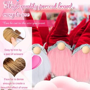 15 Pcs Gnome Beards for Crafting Easter Day Faux Fur Fabric Precut Gnomes Beards Handmade 30 Pieces Wood Balls for Halloween Christmas Valentine's Day Independence Day (Pink, White)