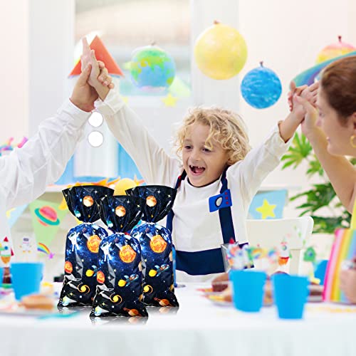 Pajean 100 Pieces Outer Space Treat Bags Solar System Goodies Candy Bags Planet Galaxy Theme Cellophane Party Favors Bags Star Astronaut Gift Bags Outer Space Theme Birthday Party s Supplies Silver