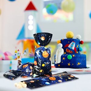 Pajean 100 Pieces Outer Space Treat Bags Solar System Goodies Candy Bags Planet Galaxy Theme Cellophane Party Favors Bags Star Astronaut Gift Bags Outer Space Theme Birthday Party s Supplies Silver