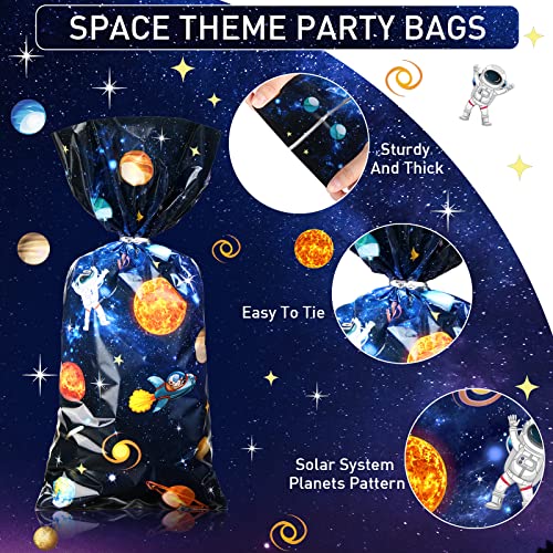 Pajean 100 Pieces Outer Space Treat Bags Solar System Goodies Candy Bags Planet Galaxy Theme Cellophane Party Favors Bags Star Astronaut Gift Bags Outer Space Theme Birthday Party s Supplies Silver