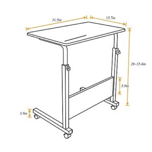 SogesHome 31.5 inch Adjustable Mobile Bed Table Portable Laptop Computer Stand Desks with Tablet Slot Cart Tray, Black