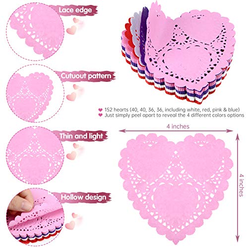 Zonon Total 402 Pieces Valentines Heart Doilies and Self-Adhesive Heart Foam Stickers Valentines Foam Heart Craft Set for Valentine's Day Wedding DIY Craft Supplies Ornaments