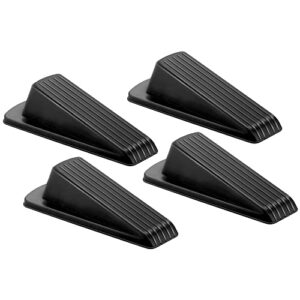 door stoppers 4 pack premium rubber door stoppers wedge sturdy stackable door stops for carpet heavy duty door stoppers for bottom of door on tile （black）