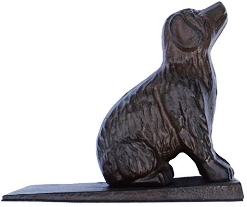 LuLu Decor, Cast Iron Dog Door Stopper, Doorstops Weight 5 Lbs, 8.5" x 7.5" x 3.5" (Brown)