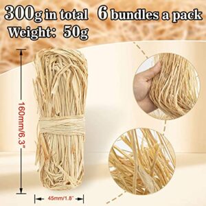 300g Natural Raffia Ribbon Raffia Grass - Sukh Raffia Straw for Florist Bouquets Decoration Crafts Ribbon for Gift Wrapping Christmas Gift Birthday Raffia Grass Wrap Ribbon Natural Materials 6PCSx50g