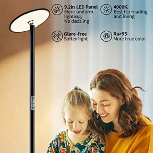 chiphy Floor Lamp, All Metal Standing Lamp, 40W/2600LM Dimmable Grow Light, Eye Protection Natural Sunlight, 69" Heights Adjustable Tall Lamp for Living Room,Bedroom,Reading,Piano,Sofa