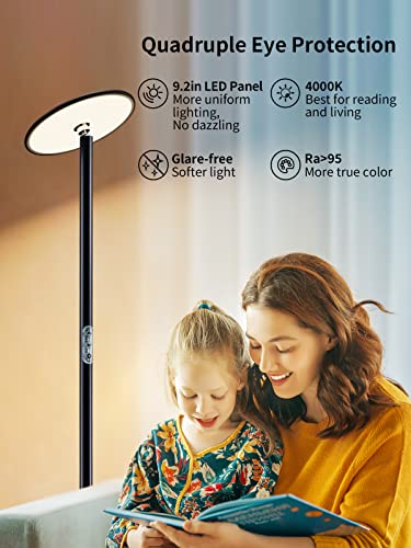 chiphy Floor Lamp, All Metal Standing Lamp, 40W/2600LM Dimmable Grow Light, Eye Protection Natural Sunlight, 69" Heights Adjustable Tall Lamp for Living Room,Bedroom,Reading,Piano,Sofa