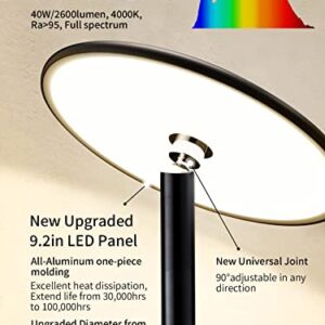 chiphy Floor Lamp, All Metal Standing Lamp, 40W/2600LM Dimmable Grow Light, Eye Protection Natural Sunlight, 69" Heights Adjustable Tall Lamp for Living Room,Bedroom,Reading,Piano,Sofa