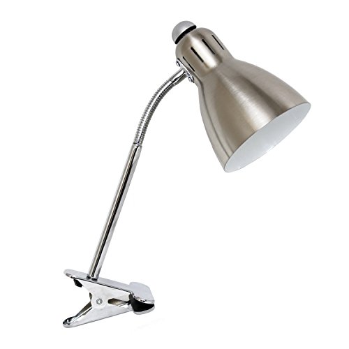 Simple Designs LD2016-BSN Adjustable Flexible Gooseneck Clip Light Desk Lamp, Brushed Nickel