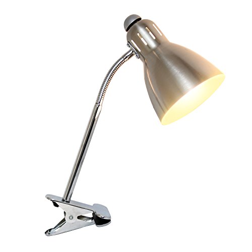 Simple Designs LD2016-BSN Adjustable Flexible Gooseneck Clip Light Desk Lamp, Brushed Nickel