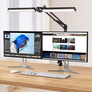 eooku led desk lamp, extended swing arm desk lamps for home office, 24w architect led table lamp, 14.2” adjustable gooseneck arms, eye-caring black desk lamp