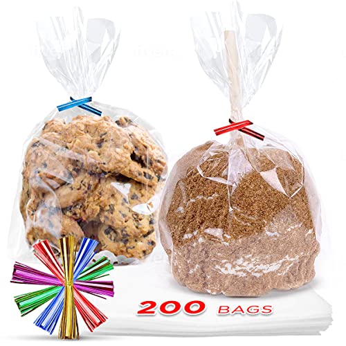 200 Pcs 6x9 Clear Flat Cello/Cellophane Treat Bags for Gift Wrapping, Thick OPP Plastic Bags for Wedding Cookie Birthday Cake Pops Gift Candy Buffet Supplies