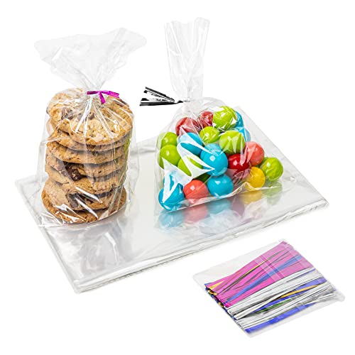 200 Pcs 6x9 Clear Flat Cello/Cellophane Treat Bags for Gift Wrapping, Thick OPP Plastic Bags for Wedding Cookie Birthday Cake Pops Gift Candy Buffet Supplies