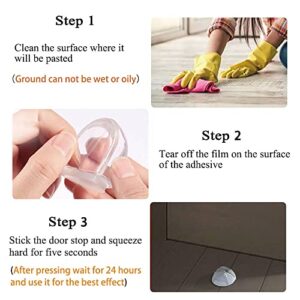 VIDELLY 3 Pieces Door Stopper Transparent Self-Adhesive Door Stopper Floor Wall Buffers Protector Acrylic Shower Door Stopper No Drilling for Home Office Protect Walls and Furniture, Clear, 4cm/1.57in