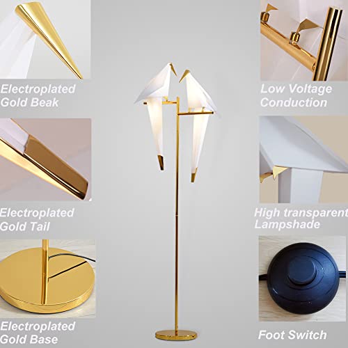 MORE CHANGE MoreChange 72In Modern LED Floor Lamp, Bird Floor Light Gold Metal Fixtures for Living Room Bedroom Dinning Room Office (2 Birds)