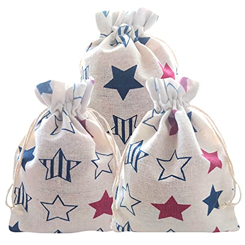 American Flag Patriotic Star Gift Treat Bags Drawstring Gift Bag 4th of July USA Favor Goodies Bag for Wedding Birthday Party ,Memorial Day, Veterans Day Party, Independence Day, Labor Day Party Decorations