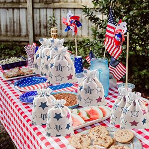 American Flag Patriotic Star Gift Treat Bags Drawstring Gift Bag 4th of July USA Favor Goodies Bag for Wedding Birthday Party ,Memorial Day, Veterans Day Party, Independence Day, Labor Day Party Decorations