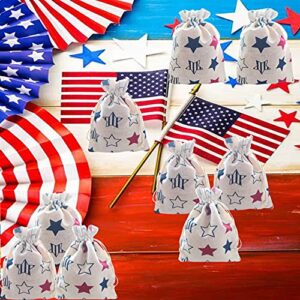 American Flag Patriotic Star Gift Treat Bags Drawstring Gift Bag 4th of July USA Favor Goodies Bag for Wedding Birthday Party ,Memorial Day, Veterans Day Party, Independence Day, Labor Day Party Decorations