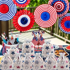 American Flag Patriotic Star Gift Treat Bags Drawstring Gift Bag 4th of July USA Favor Goodies Bag for Wedding Birthday Party ,Memorial Day, Veterans Day Party, Independence Day, Labor Day Party Decorations