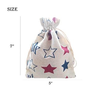 American Flag Patriotic Star Gift Treat Bags Drawstring Gift Bag 4th of July USA Favor Goodies Bag for Wedding Birthday Party ,Memorial Day, Veterans Day Party, Independence Day, Labor Day Party Decorations