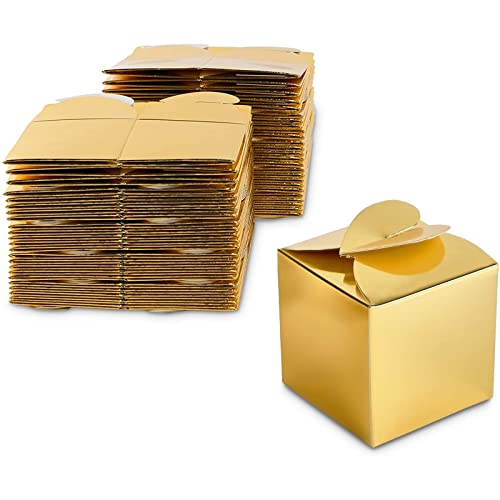 Sparkle and Bash Gold Foil Party Favor Gift Boxes (2.5 x 2.5 x 2.5 Inches, 100 Pack)