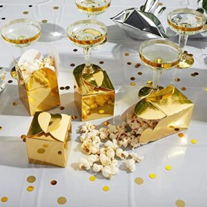 Sparkle and Bash Gold Foil Party Favor Gift Boxes (2.5 x 2.5 x 2.5 Inches, 100 Pack)