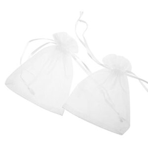 MagicFour White Organza Bags, 50 Pack 4x5 inches Drawstring Gift Bags, Mesh Valentines Christmas Party Bag Wedding Bags, Sachet Bags Sheer Organza Pouches,Favor Jewelry Bags