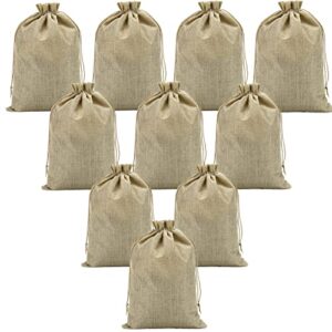 FOCCIUP 10 Pcs 7x9 Inches Burlap Bags with Drawstring Gift Bag for Wrapping Birthday Wedding Party Christmas Gifts