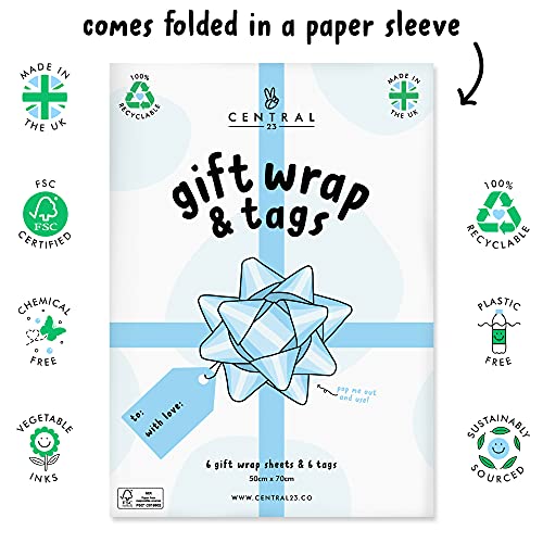 30th Birthday Wrapping Paper - 6 Sheets of Gift Wrap - Funny Wrapping Paper Sheets for Age 30 - Stop Sign - For Men and Women - Adulting - Comes With Fun Stickers - By Central