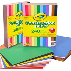 crayola construction paper, 240 count, bulk school supplies for kids, 2-pack school paper