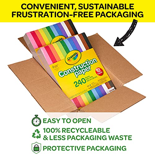 Crayola Construction Paper, 240 Count, Bulk School Supplies For Kids, 2-Pack School Paper