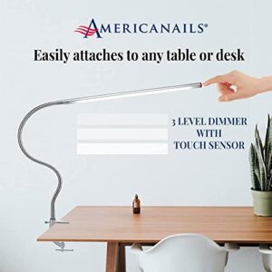 Americanails FlexiLamp Touch XL - LED Table Desk Lamp - Removable Clamp - Adjustable Lighting for Nail Stations - Manicure Table Light - Flexible Arm – 3 Brightness Levels - Touch Sensor - 400 Lumens